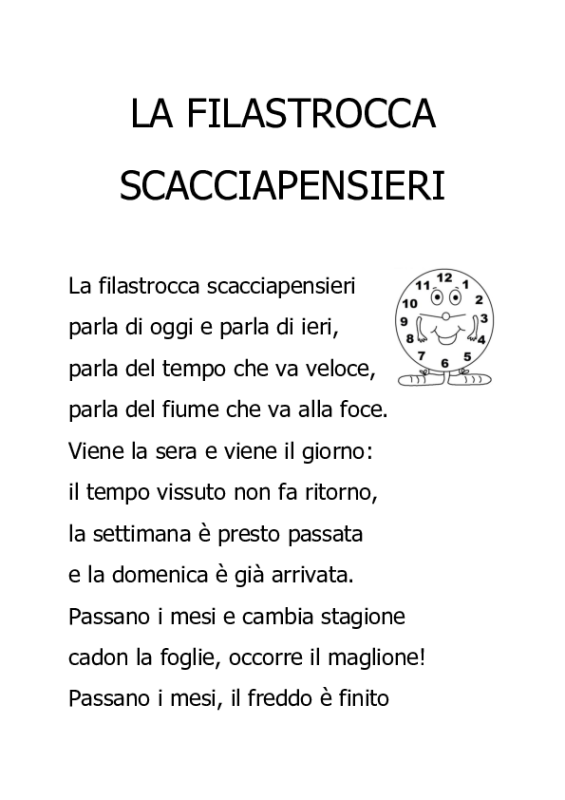 La filastrocca scacciapensieri - Schede Didattiche