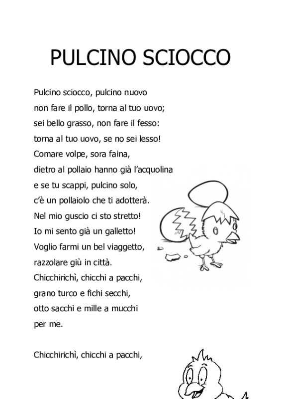 Pulcino sciocco - Schede Didattiche