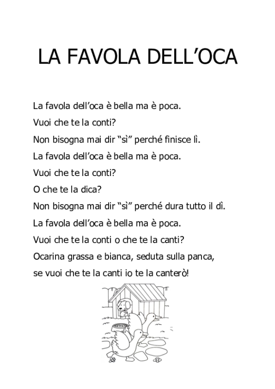 La favola dell'oca - Schede Didattiche