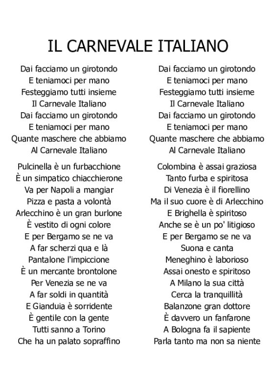 Il Carnevale Italiano - Schede Didattiche