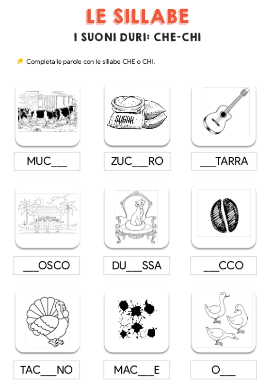 LE SILLABE CHE-CHI 2 - Schede Didattiche