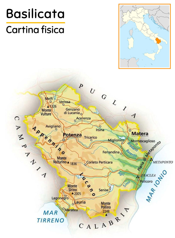 Cartina geografica Basilicata