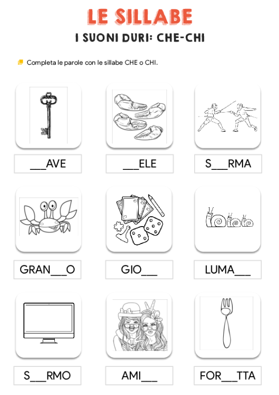 LE SILLABE CHE-CHI 1 - Schede Didattiche