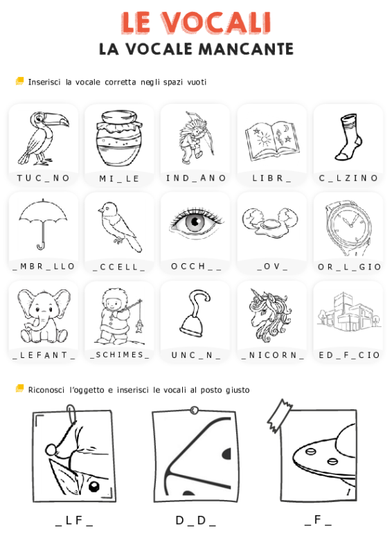 La vocale mancante 2 - Schede Didattiche