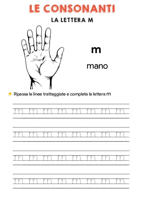 La consonante M - Stampatello Minuscolo - Schede Didattiche
