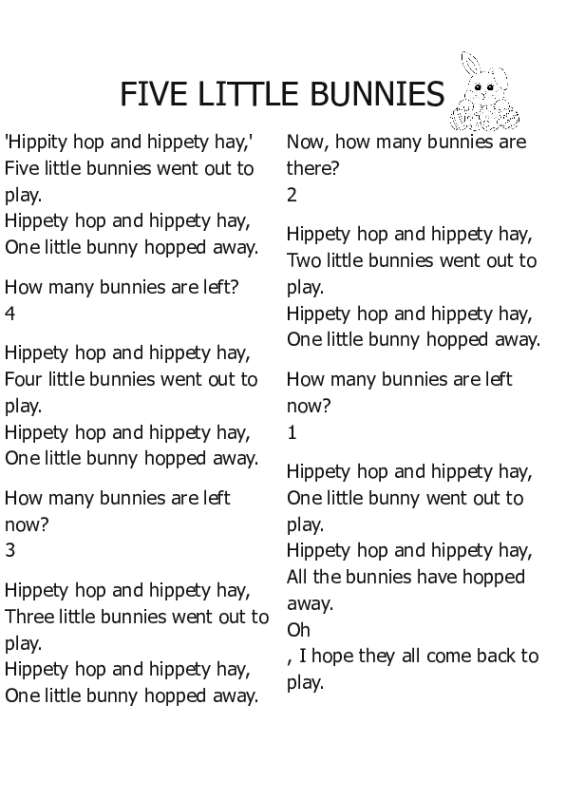 Five little bunnies - Schede Didattiche