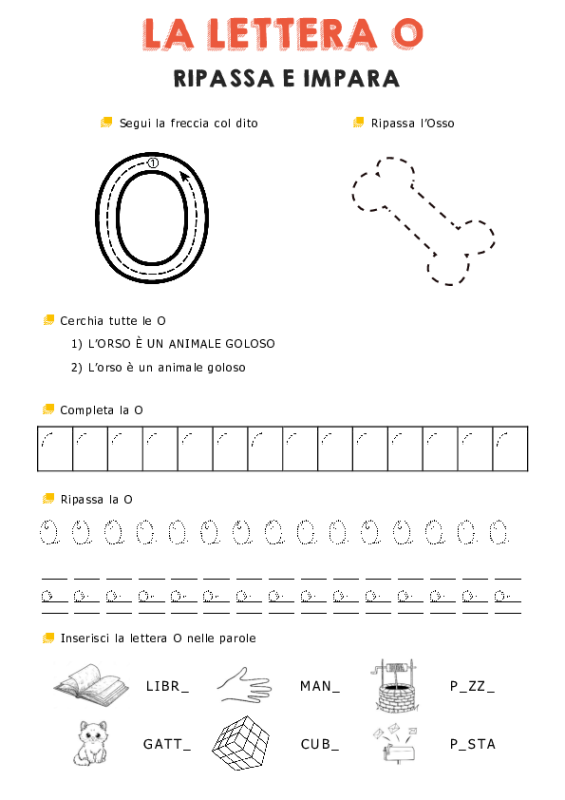 LA LETTERA O - Schede Didattiche