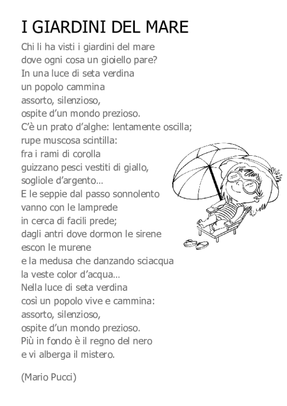 I giardini del mare (Mario Pucci) - Schede Didattiche