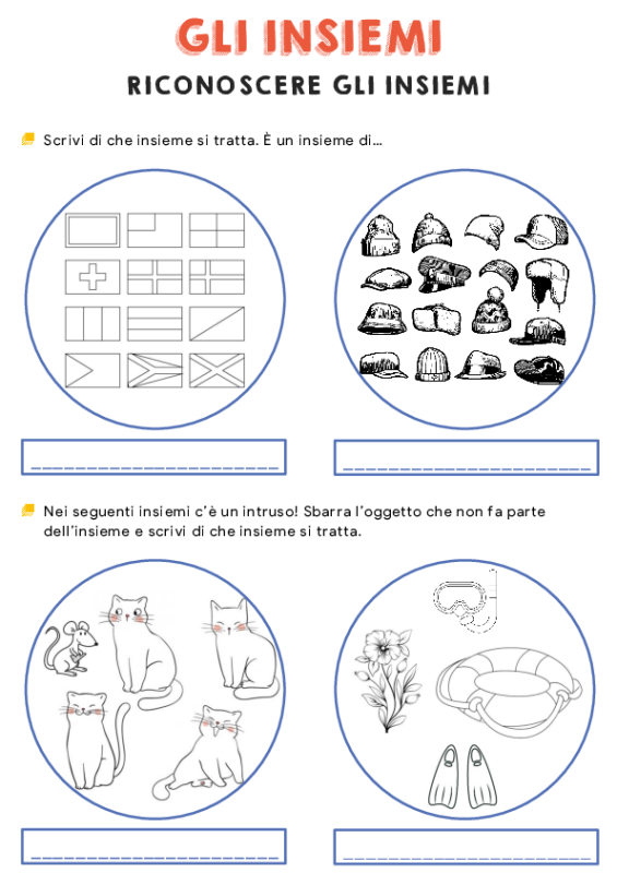 Schede didattiche gli Insiemi da stampare