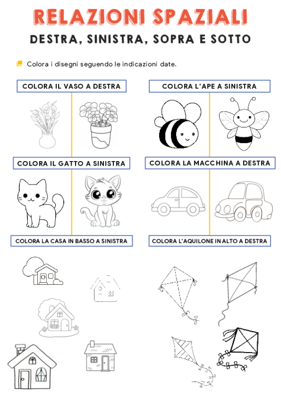 Destra e sinistra, sopra e sotto - Schede Didattiche