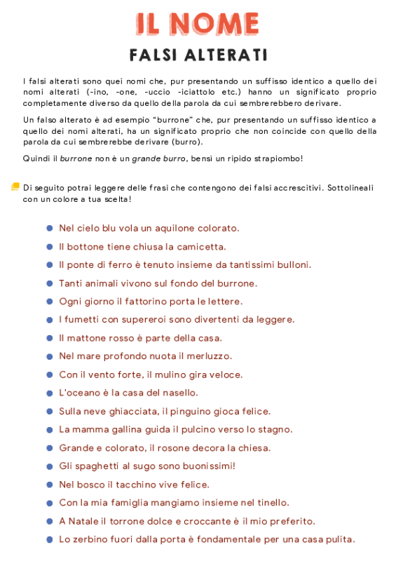 Schede didattiche Falsi Alterati da stampare