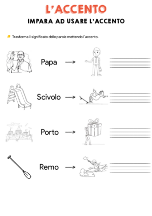 13 L'Accento: Schede ed Esercizi per la Scuola Primaria