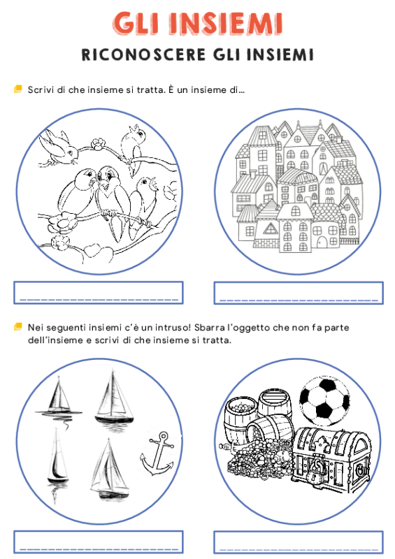 Schede didattiche gli Insiemi da stampare