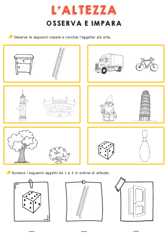 Schede didattiche sull'Altezza da stampare