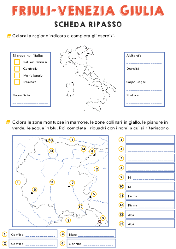 Scheda ripasso - Friuli Venezia Giulia