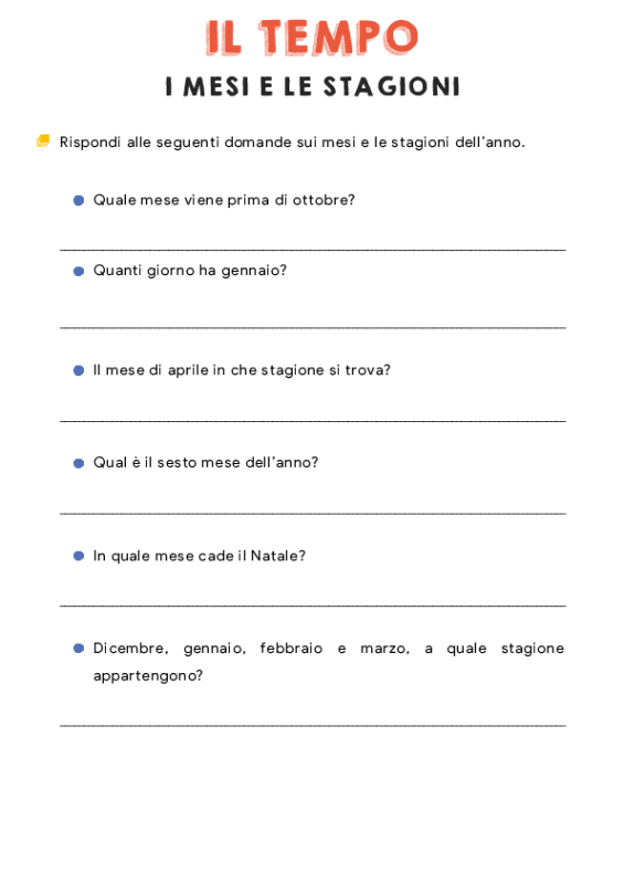 Il tempo - mesi e stagioni - rispondi