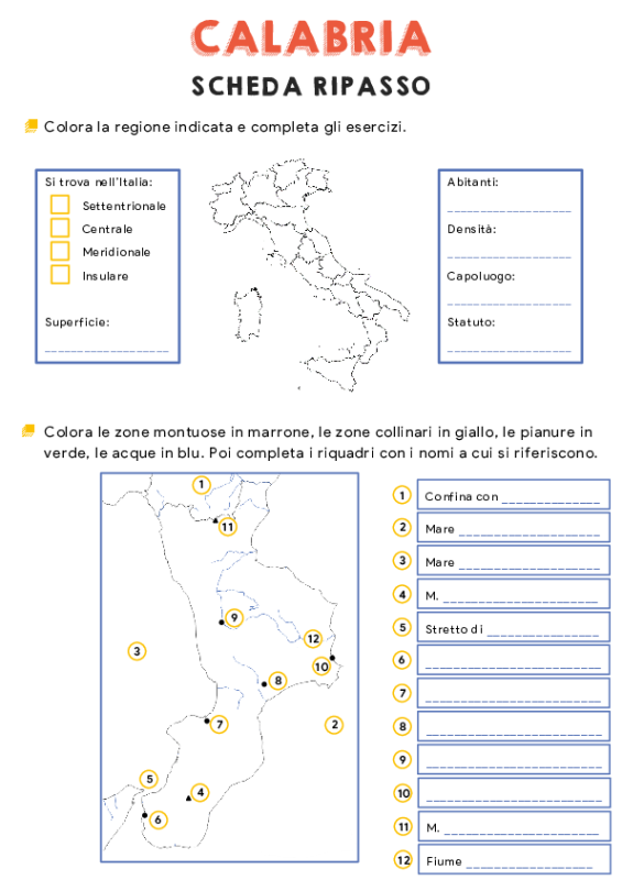 Scheda ripasso - Calabria